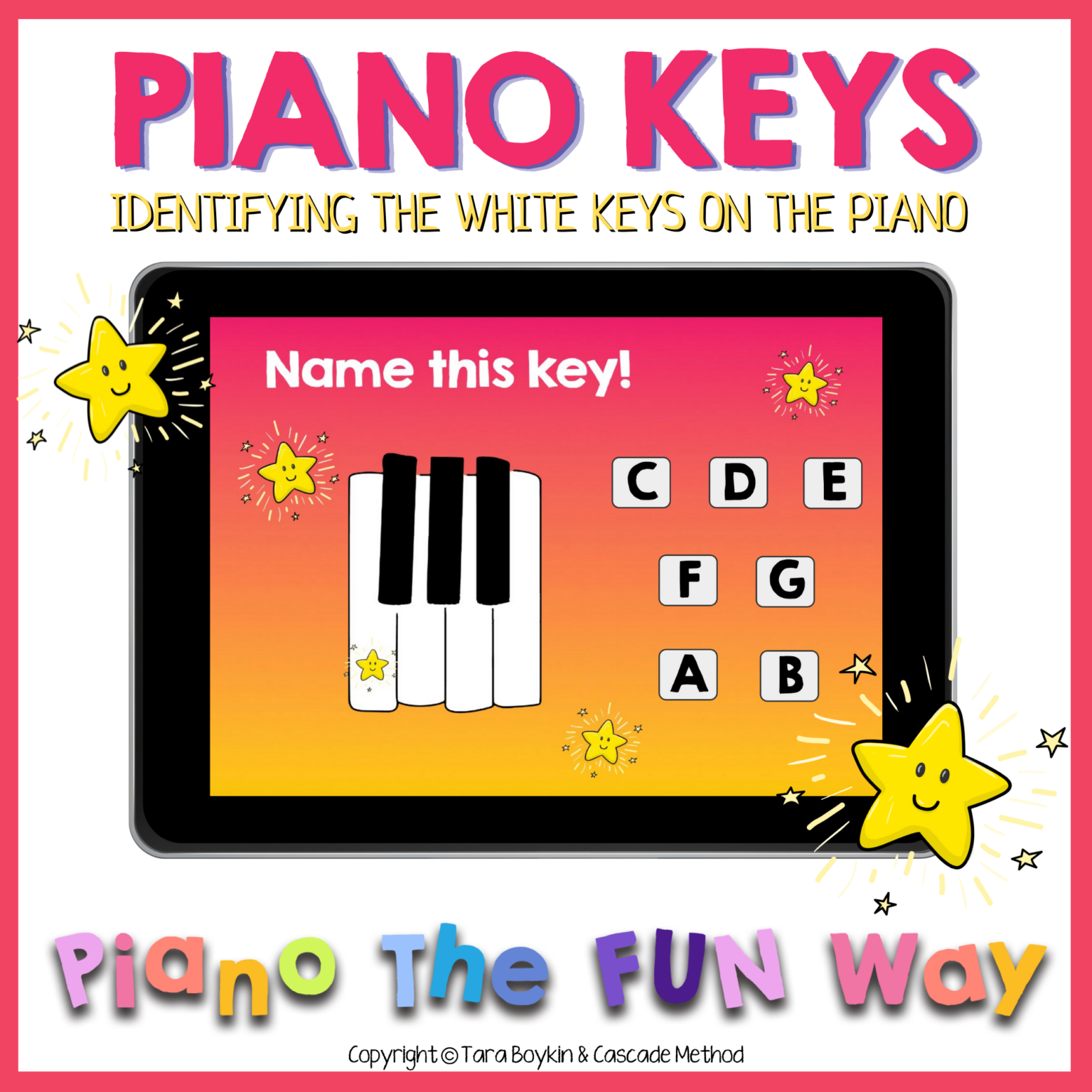 Piano Finger Numbers Star Themed - Cascade Method