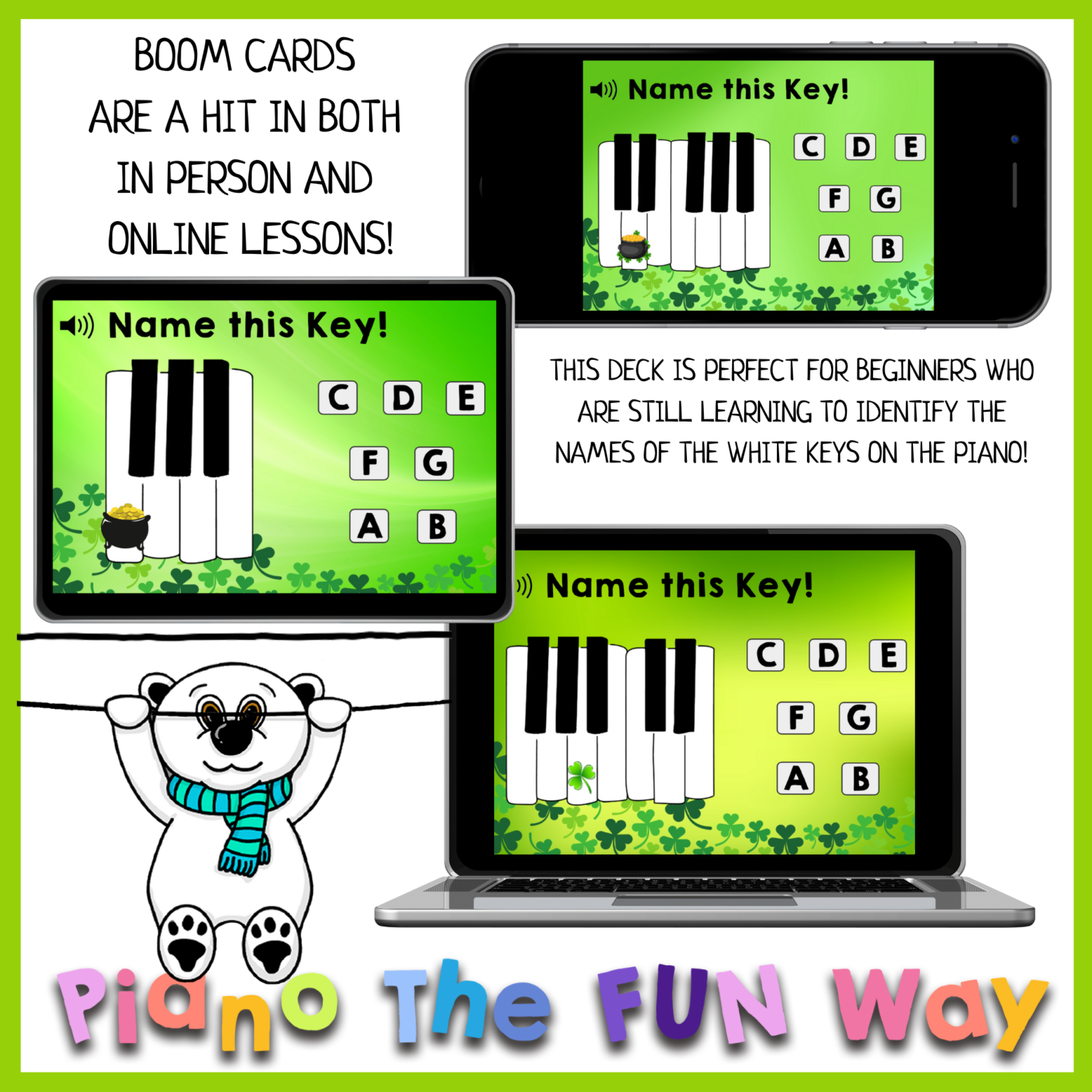 Piano Keys (St. Pattys Edition) - White Piano Key Note Recognition for ...