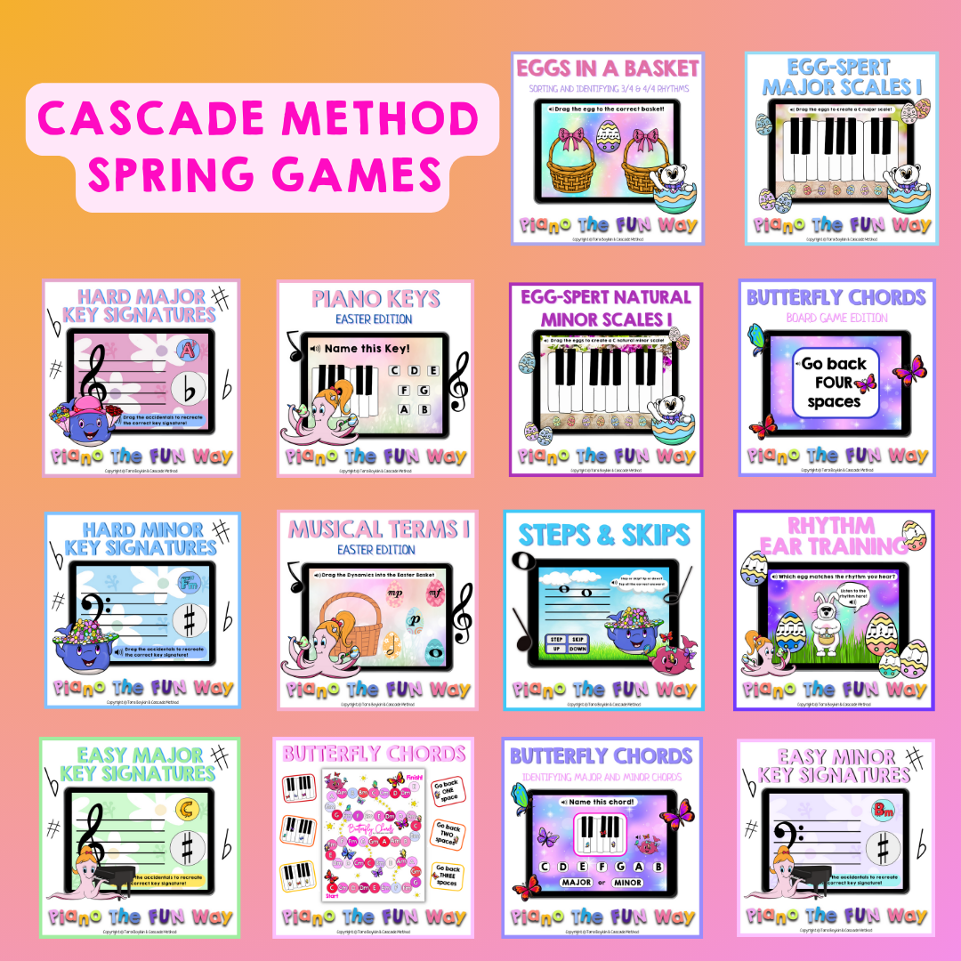 15 No-Prep Piano Games for Spring - Cascade Method