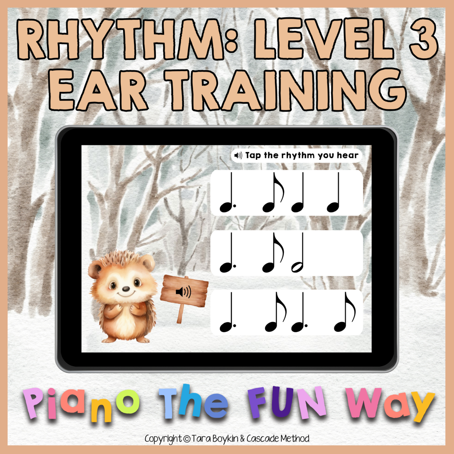 Rhythm Ear Training Level 3 (Hedgehog / Winter Theme) - Cascade Method